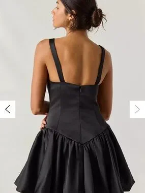 Bardot | Dresses | Bardot Black Satin Bubble Hem Mini Spring Wedding ...